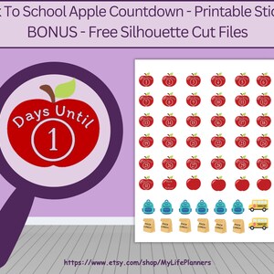 Back to School Countdown Apple Printable Stickers Planner - Etsy