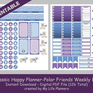 Polar Friends CLASSIC Happy Planner Printable Stickers, Weekly Kit ...