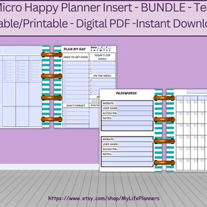 Ultimate MICRO Happy Planner Insert Bundle, Teal, Monthly, Weekly ...