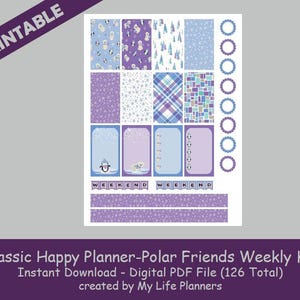 Polar Friends CLASSIC Happy Planner Printable Stickers, Weekly Kit ...