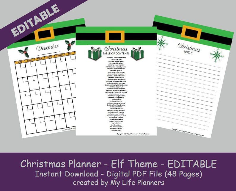 Christmas Planner Elf Theme Holiday Planner MAMBI Happy | Etsy