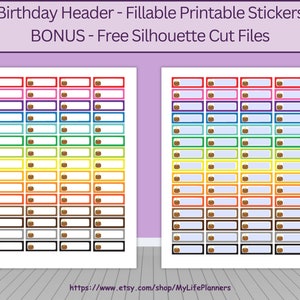 Birthday Planner Stickers, Printable Planner Stickers, Scrapbook ...