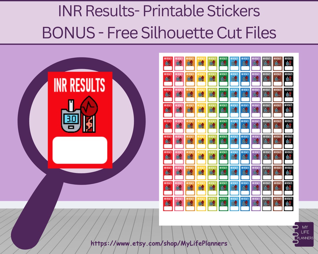 INR Result Planner Stickers, Printable Stickers, INR, Blood Thinner ...