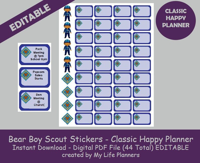 Bear Cub Scout Planner Stickers Boy Scout Scout Stickers | Etsy