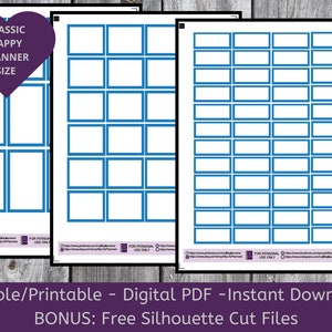 Blue Color Box Stickers Planner Stickers Full Box Half Box - Etsy