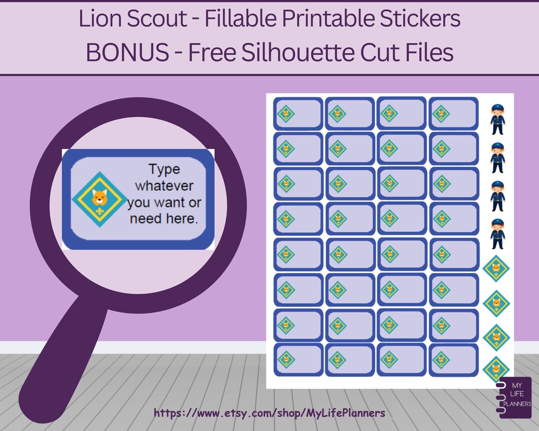 Lion Cub Scout Planner Stickers, Boy Scout, Scout Stickers, Printable ...