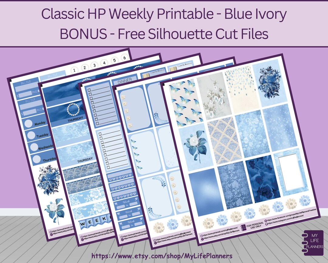 Blue Ivory, Weekly Kit, Spring Kit. Planner Stickers, Printable ...