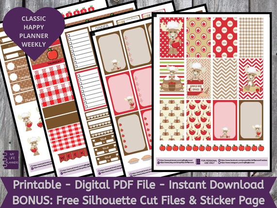 Apple Spice Printable Planner Stickers Classic Happy Planner - Etsy