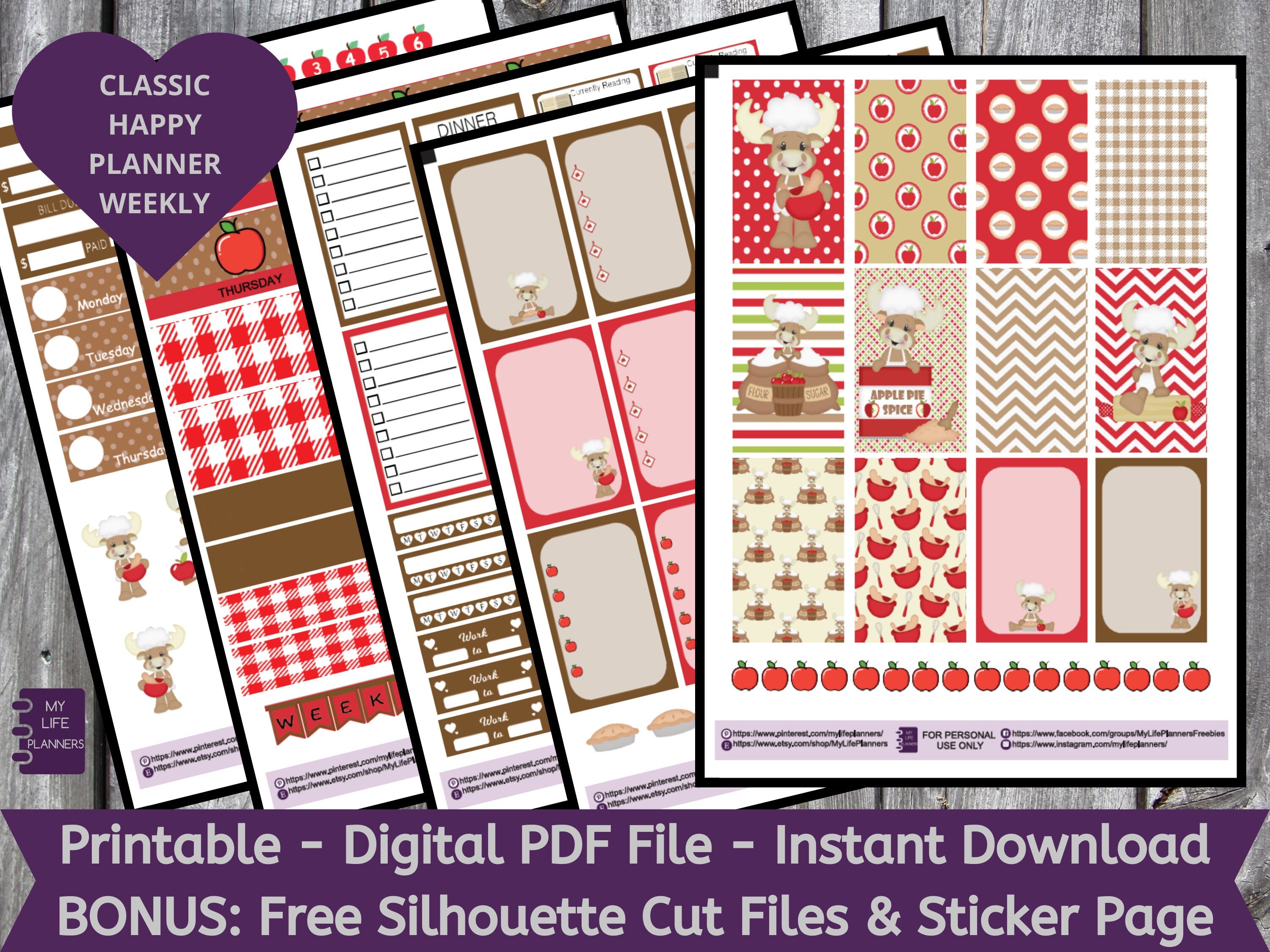 Apple Spice Printable Planner Stickers Classic Happy Planner - Etsy