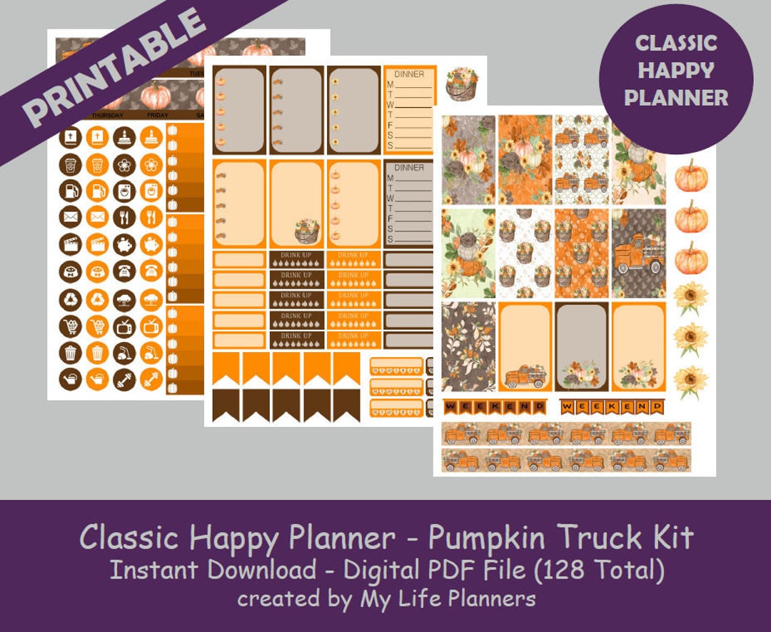 Pumpkin Truck Weekly Kit, Planner Kit. Planner Stickers, Printable ...