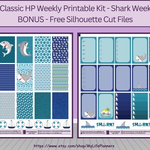 Shark Week, Sticker Kit, Classic Happy Planner Printable Stickers ...
