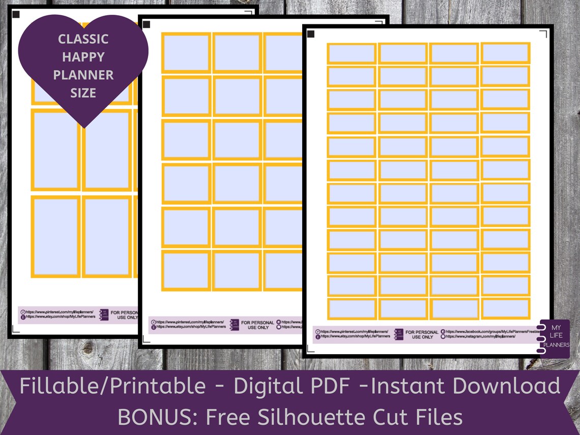 Yellow Color Box Stickers Planner Stickers Full Box Half - Etsy