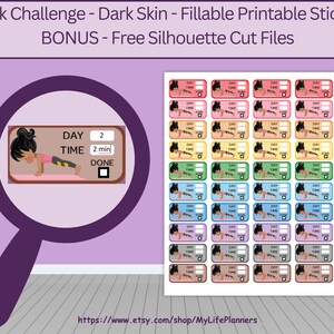 Plank Pose, Plank Challenge, Yoga, Planner Stickers, Printable, Dark ...