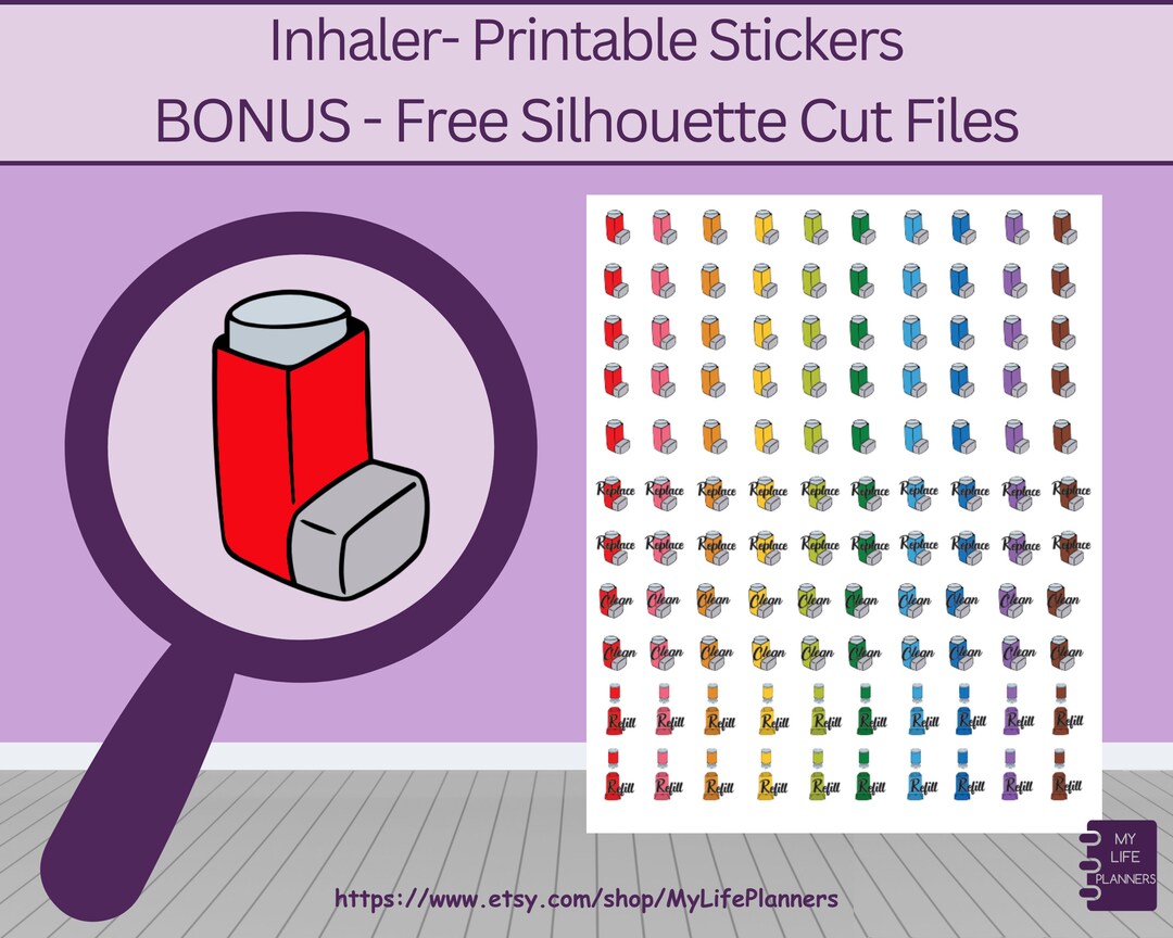 Inhaler Stickers, Printable Stickers, Planner Stickers, Breathing ...