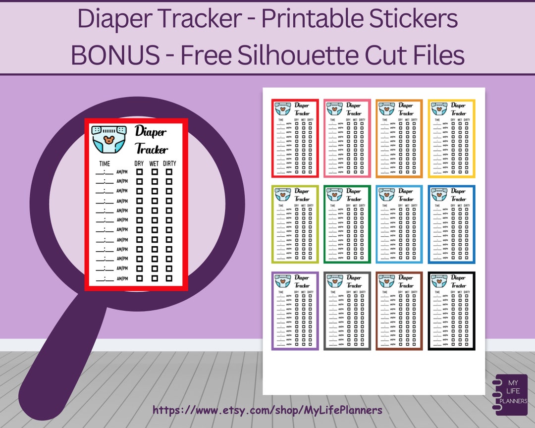 Diaper Tracker Printable Planner Stickers, Printable Stickers, Diapers ...