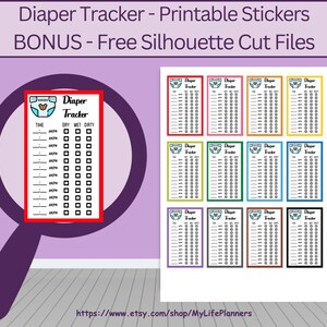Diaper Tracker Printable Planner Stickers, Printable Stickers, Diapers ...