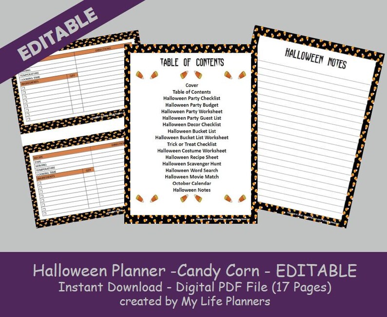 Halloween Planner Candy Corn Halloween Party Kit Halloween | Etsy