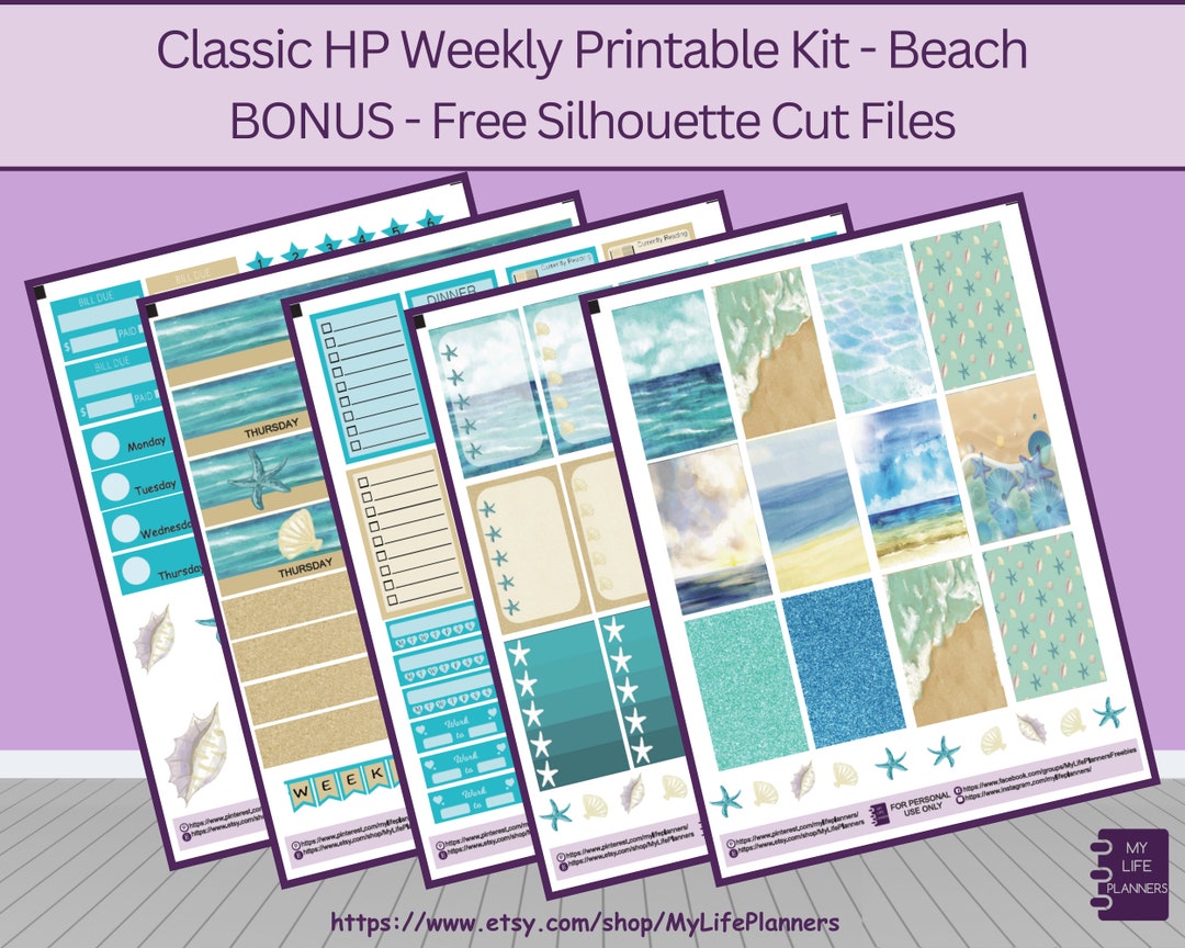 Beach, Planner Printable Stickers, Weekly Kit, Planner Kit, Printable ...