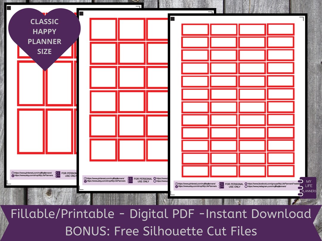 Red Color Box Stickers Planner Stickers Full Box Half Box - Etsy