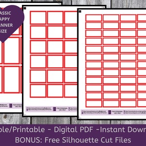 Red Color Box Stickers Planner Stickers Full Box Half Box - Etsy