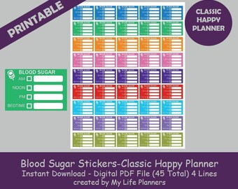 Blood Sugar Tracker Stickers Glucose Monitor Sticker 3 Line | Etsy