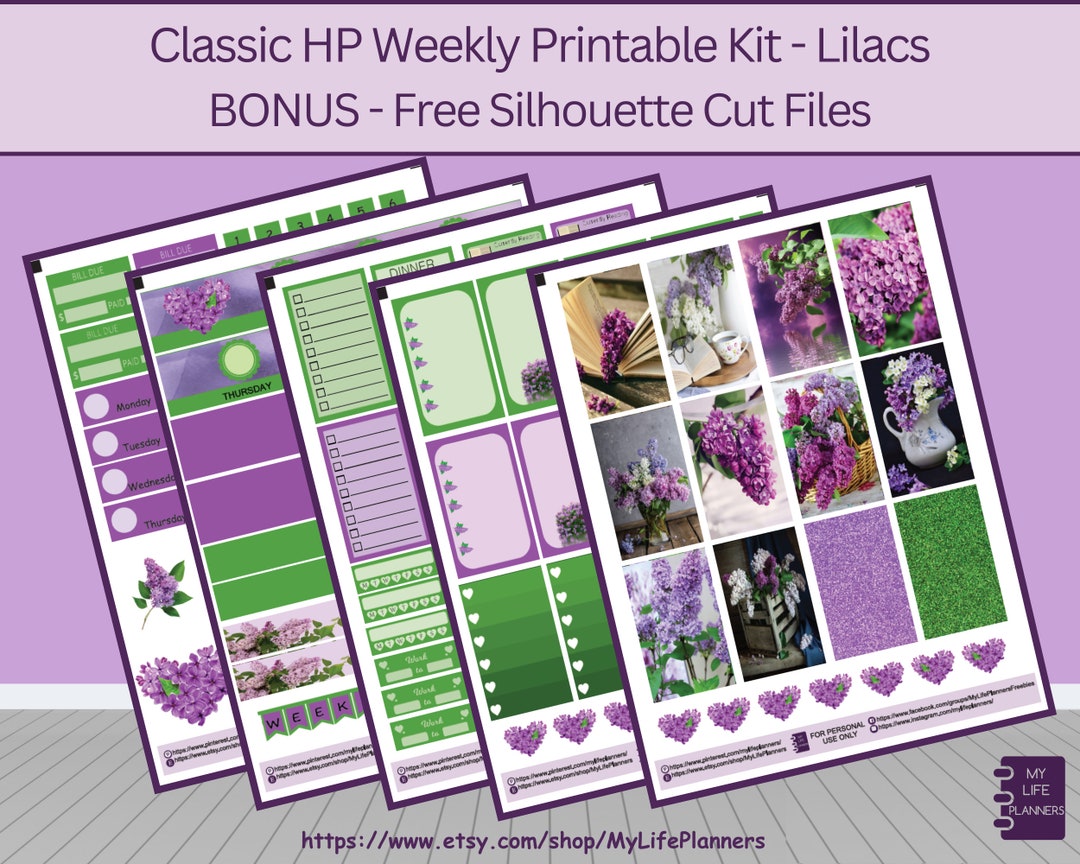 Lilacs Classic Happy Planner Stickers: Printable PDF, Silhouette Cut ...