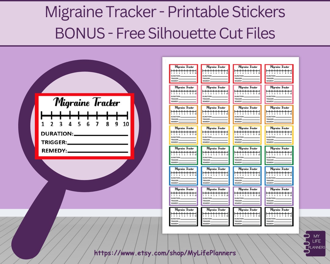 Migraine Tracker Stickers, Printable Planner Stickers, Migraine ...