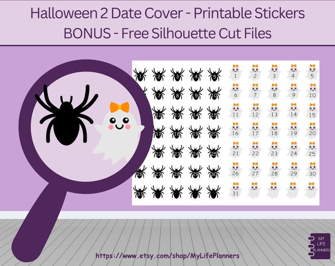 Spiderweb Number Stickers Spider Date Planner Stickers October Stickers ...
