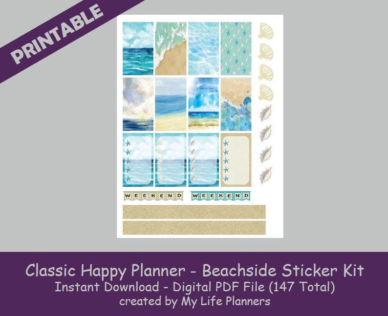 Beach Planner Printable Stickers Weekly Kit Planner Kit - Etsy