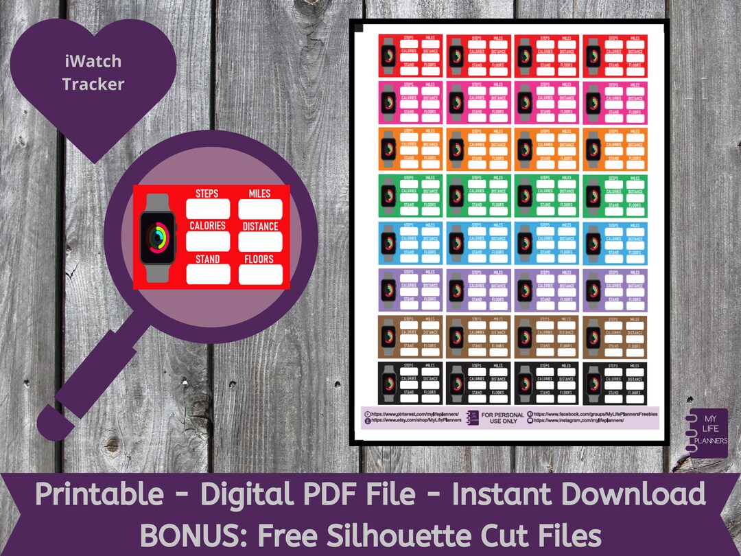 Apple Watch Tracker Planner Stickers Fitness Tracker - Etsy