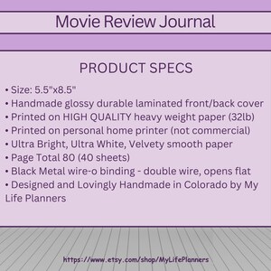 Movie Review Journal, Movie Journal, Movie Tracker, Film Review, Film ...