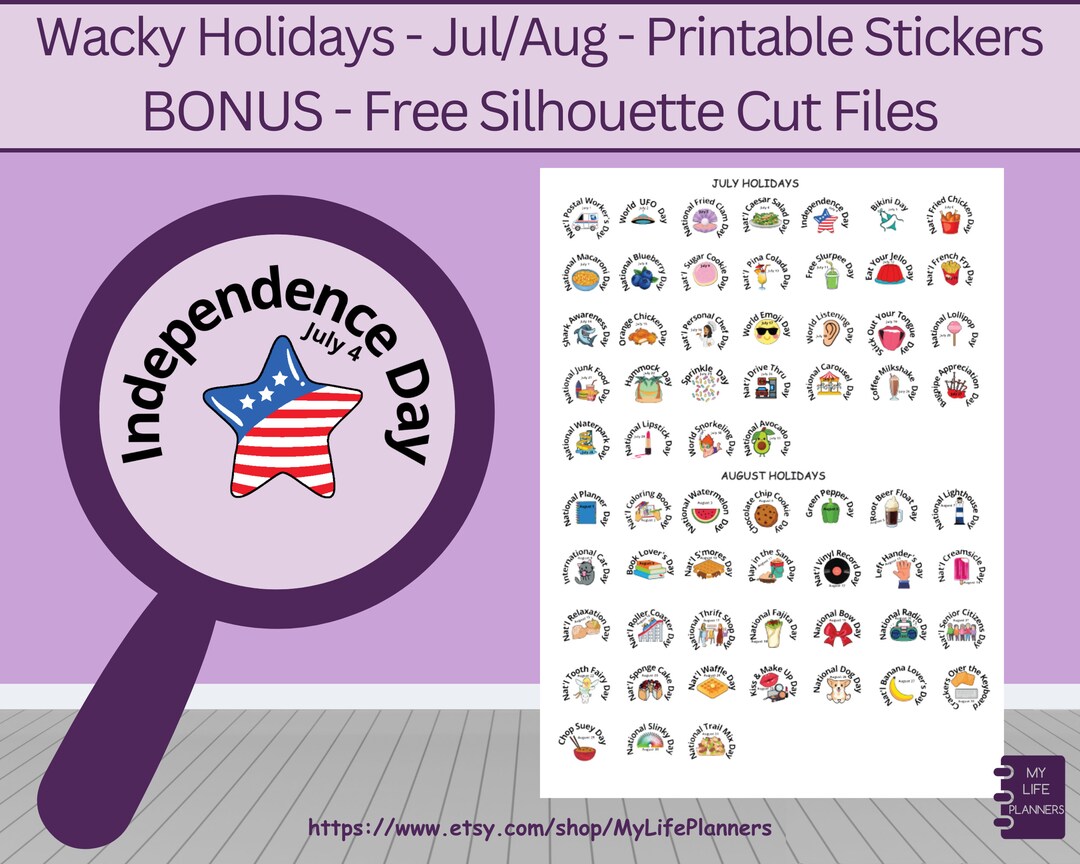 Wacky Holiday Planner Stickers: July & August, Happy Planner, Erin ...