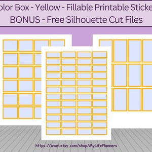 Yellow Color Box Stickers Planner Stickers Full Box Half - Etsy