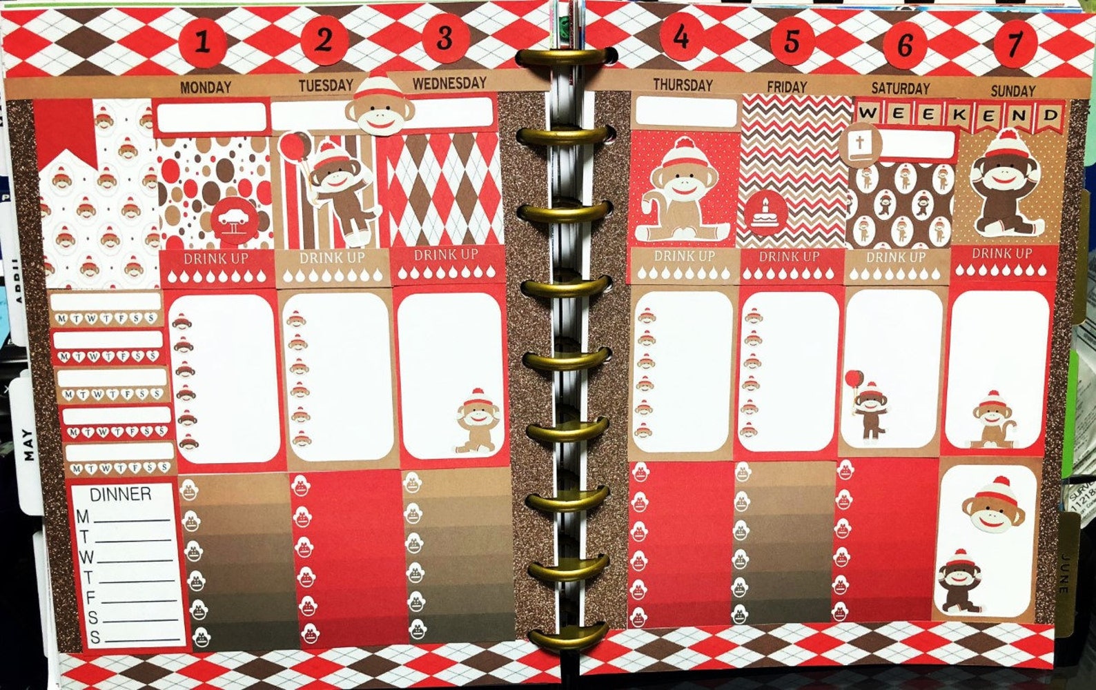 Sock Monkey Boy CLASSIC Happy Planner Printable Stickers | Etsy