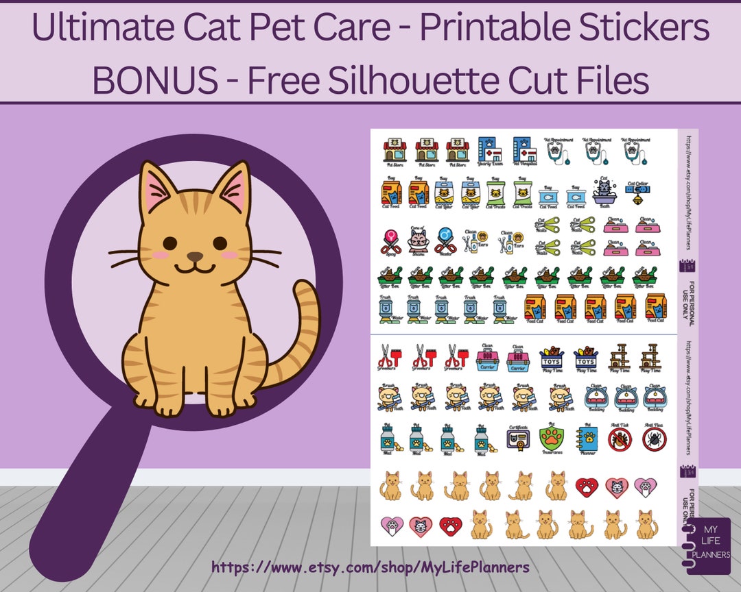 Ultimate Cat Pet Care Stickers, Pet Care, Cat, Printable Stickers ...