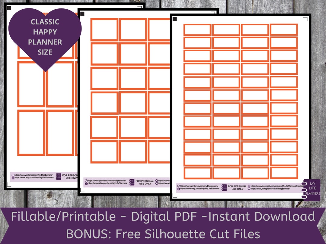 Orange Color Box Stickers Planner Stickers Full Box Half - Etsy