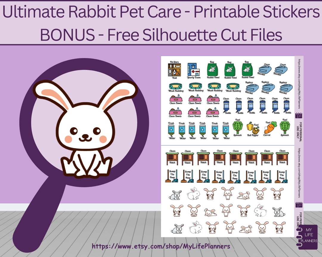 Ultimate Rabbit Pet Care Stickers, Pet Care, Rabbit, Printable Stickers ...