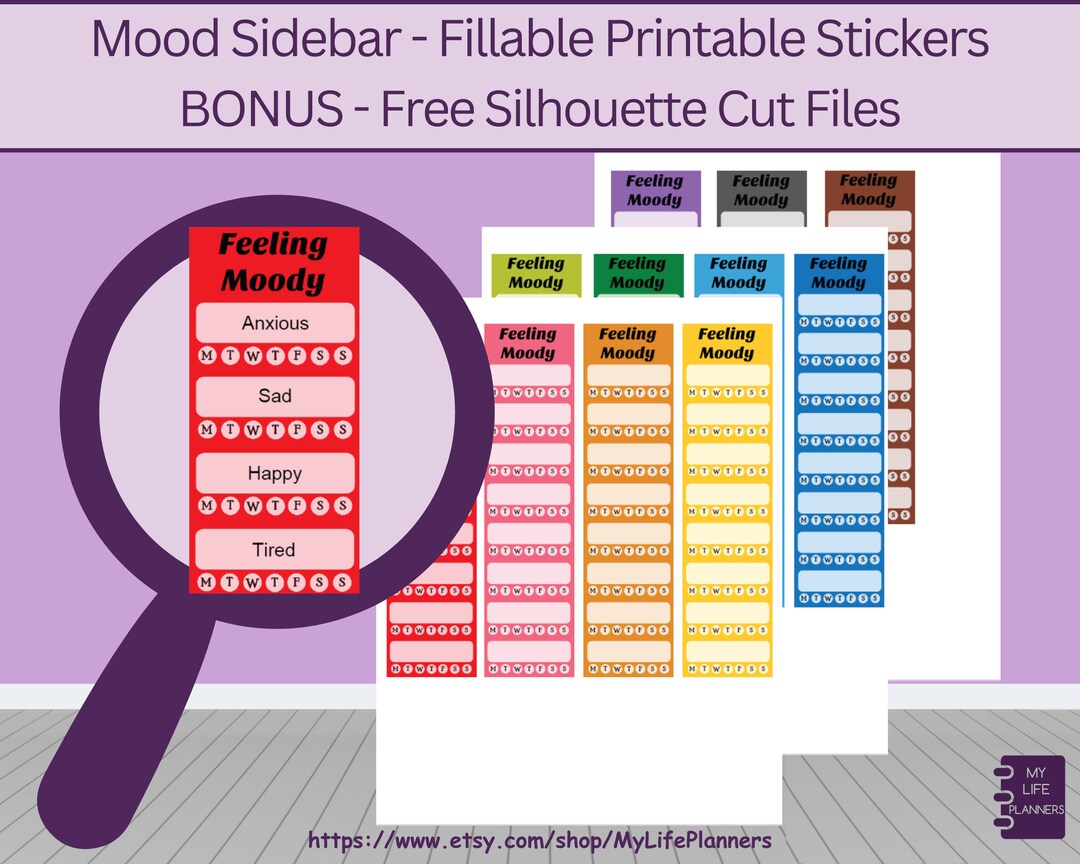 Mood Sidebar Weekly Tracker, Planner Stickers, Functional Stickers ...