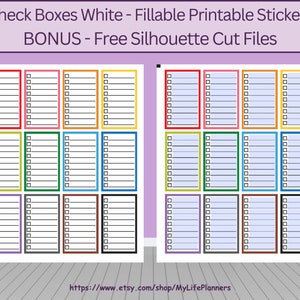 Checklist White Planner Stickers, to Do List, Full Boxes, Fillable ...