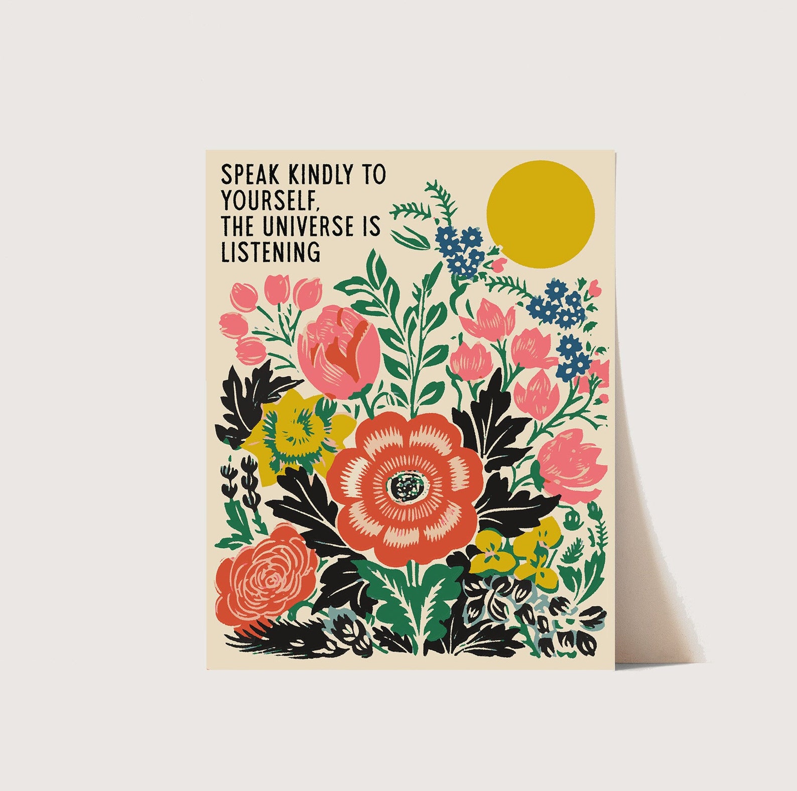 Speak Kindly Wall Art Print | Colorful Flower Design, Mindfulness Home ...