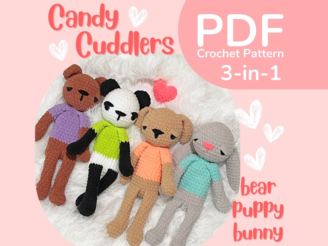 Candy Cuddlers || Bunny, Bear, Puppy Crochet Pattern PDF || Digital ...
