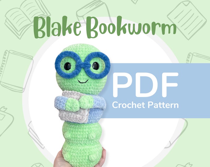Bookworm Amigurumi Plush Toy Knitting Pattern PDF Digital Download ...