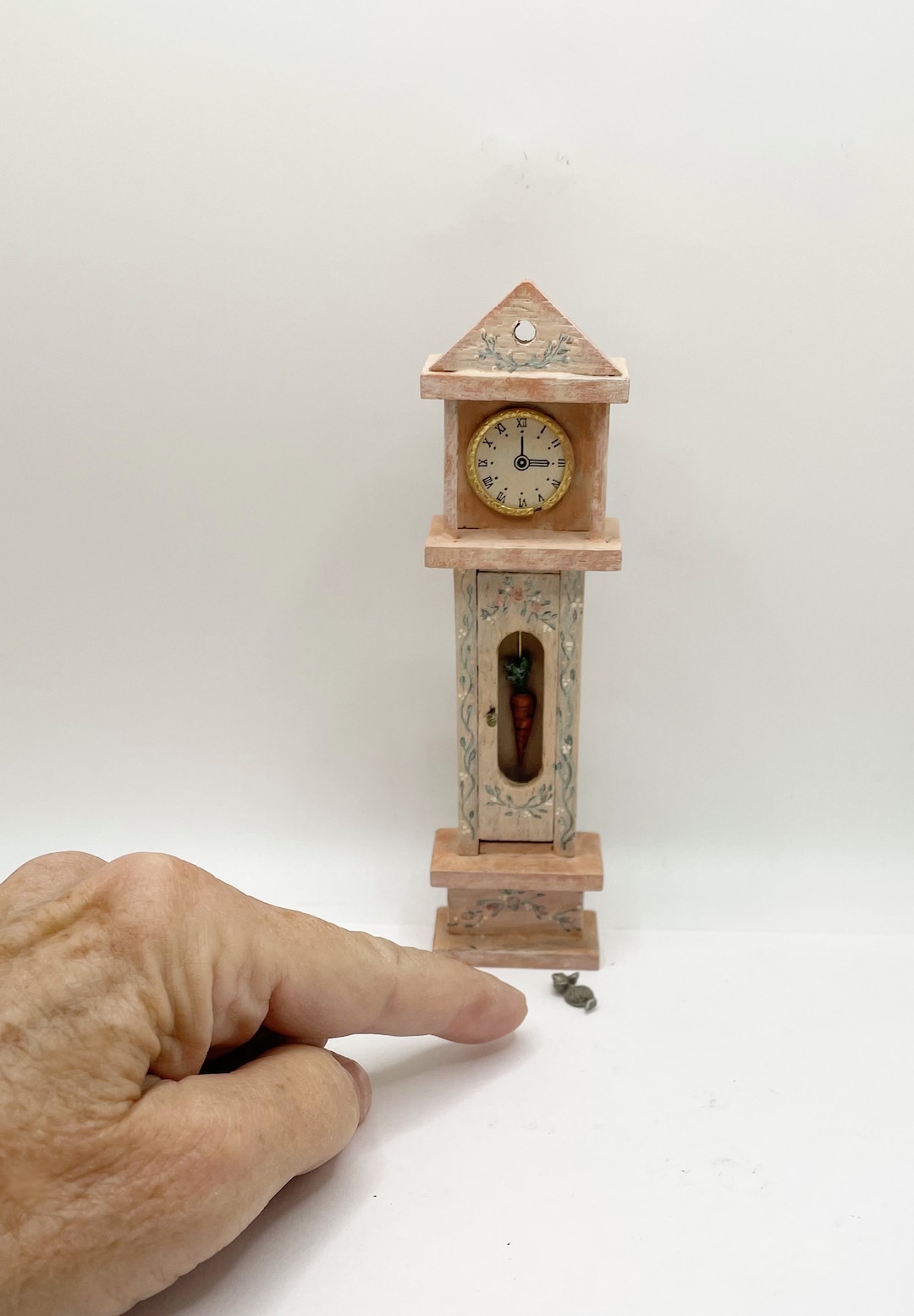 Miniature Child's Grandfather Clock / Hand Painted / With Mouse ...