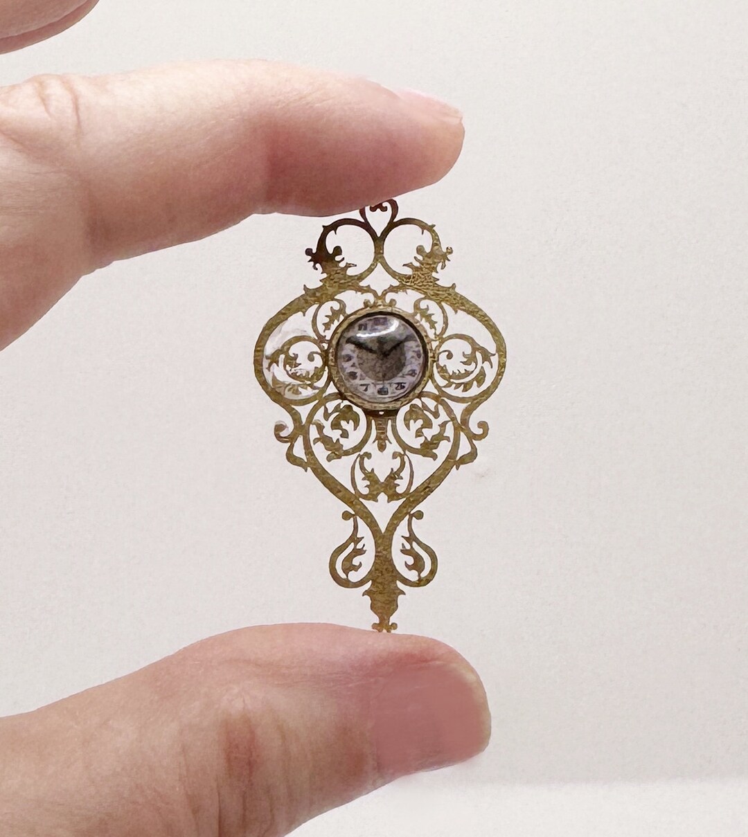 Miniature Fancy Laser Cut Wall Clock / Gold / Artisan/ Victorian ...