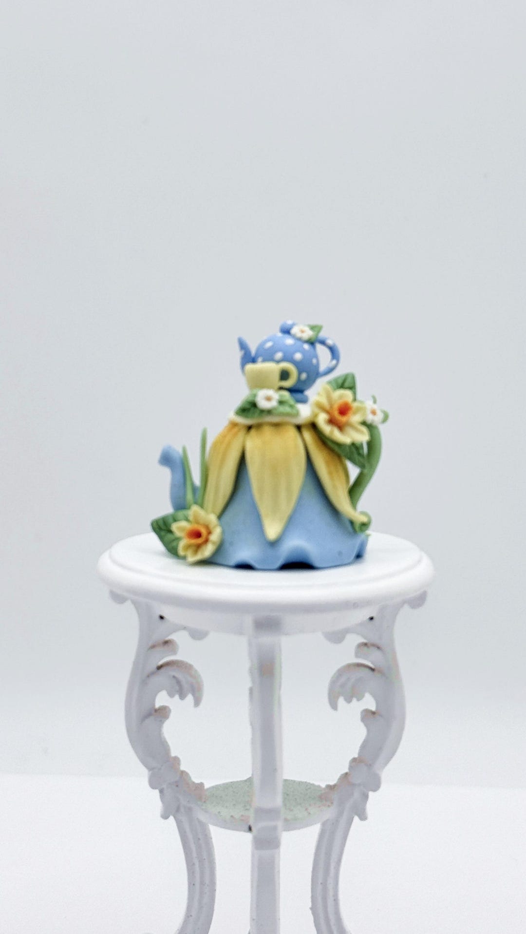 1:12 Pastel Blue Topsy Turvy Teapot Fantasy Tea Party Fairy Garden ...