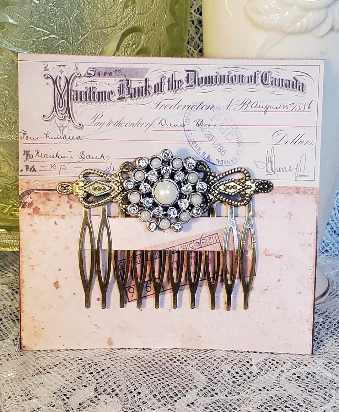Vintage Victorian Style Bronze Patina Hair Comb With Filigree Design ...