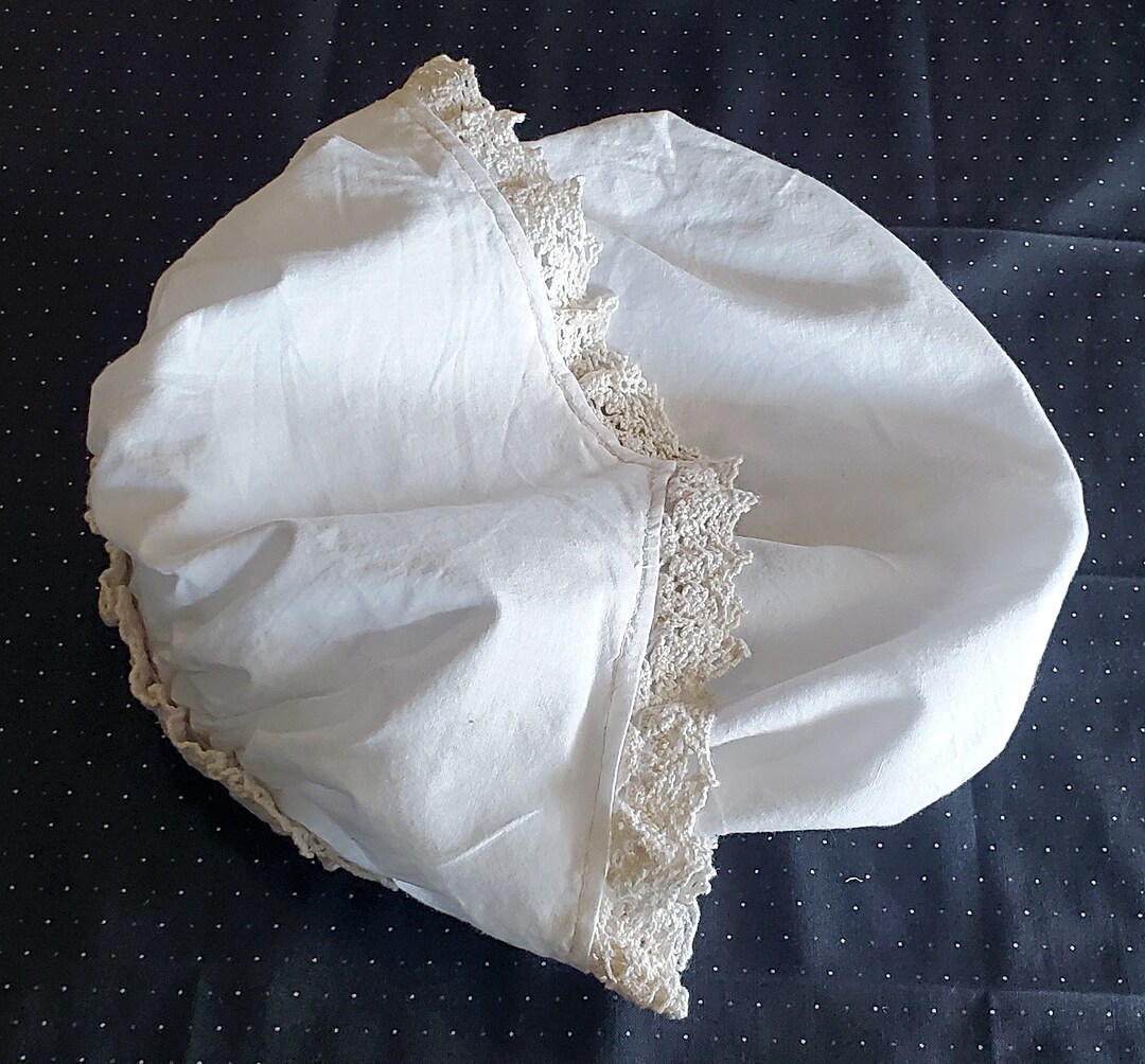 19th Century 1800s Fabric Hair Covering Mop Cap With Lace Trim - Etsy