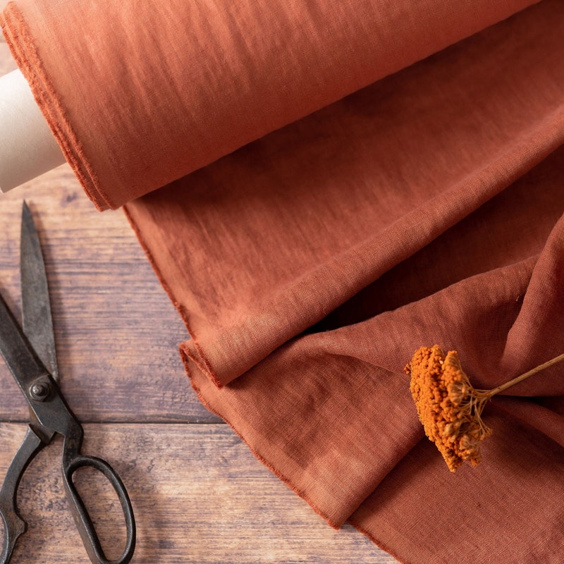 Orange Linen Fabric - Etsy