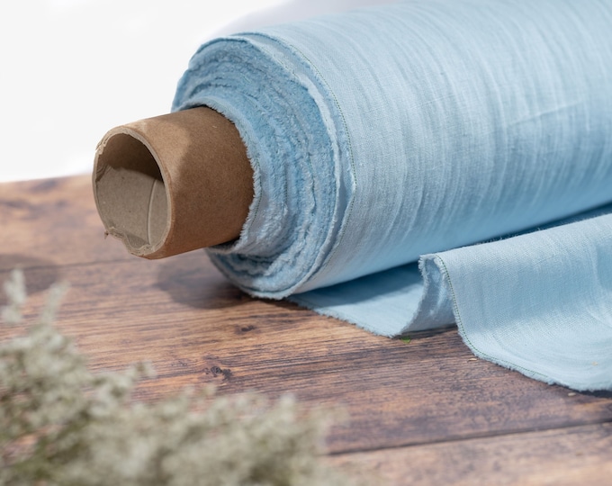 Cornflower Blue Linen Fabric by the Metre. Softened Linen Fabric by the ...