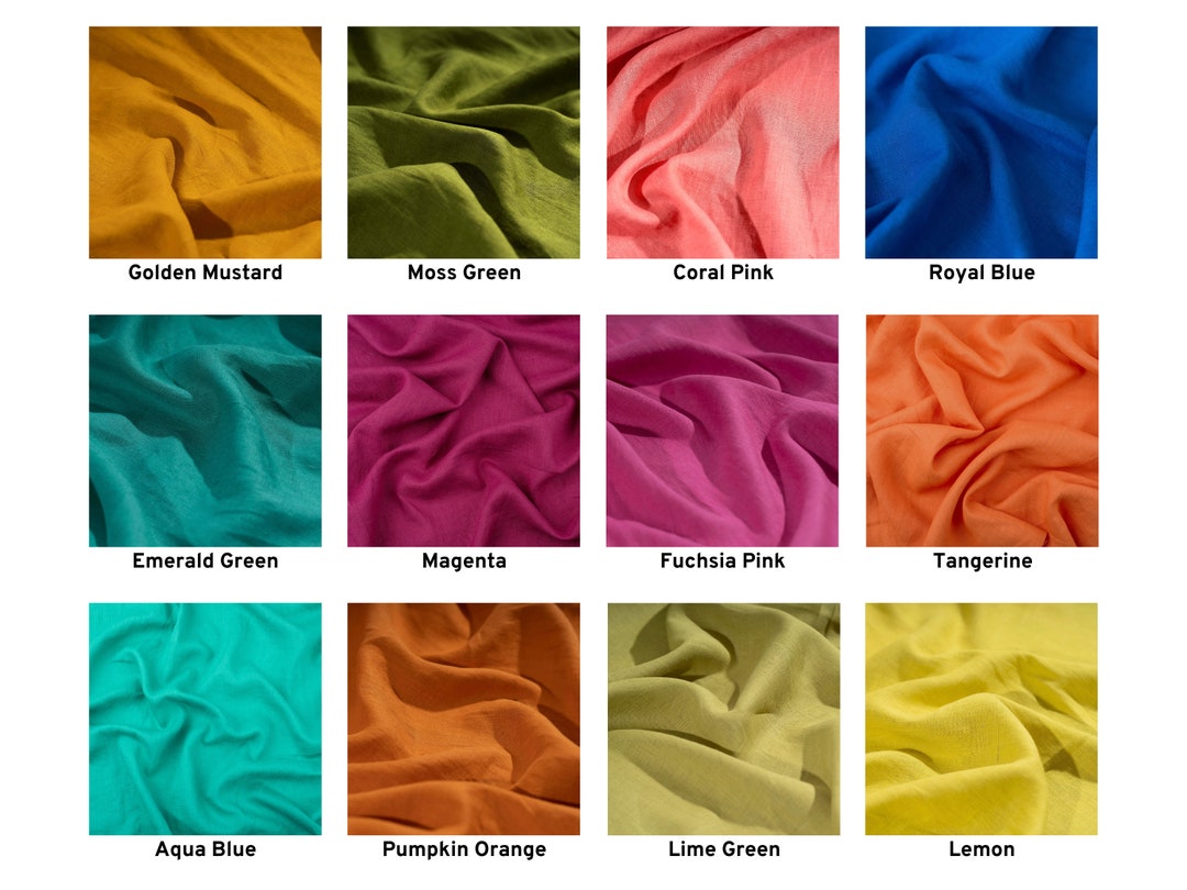 Bright & Bold Linen Fabrics by the Metre, 205gsm, Oeko-tex Certified ...